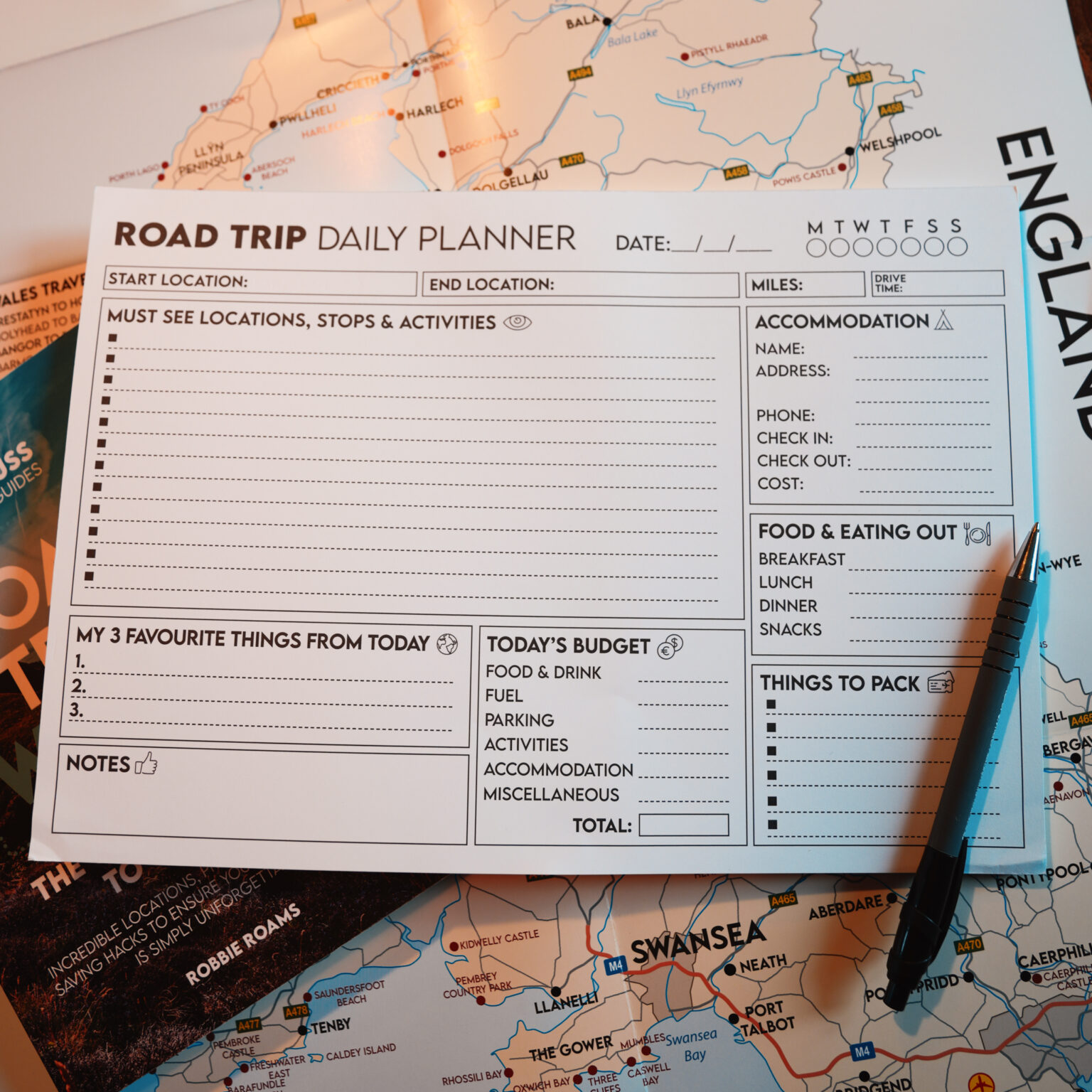 Road Trip Daily Planner A4 Tear Off Pad - 50 Sheets
